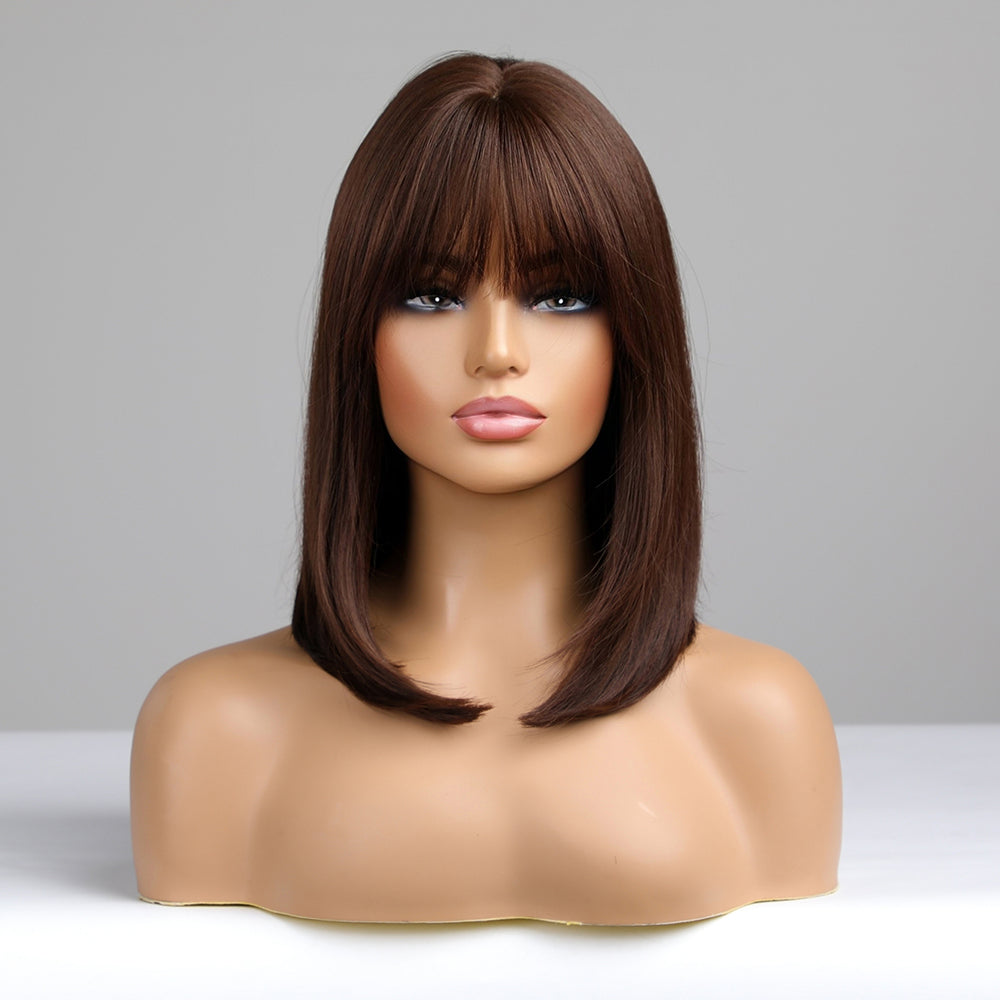 Lillia Brown Bob Wig With Fringe Eternal Wigs Uk
