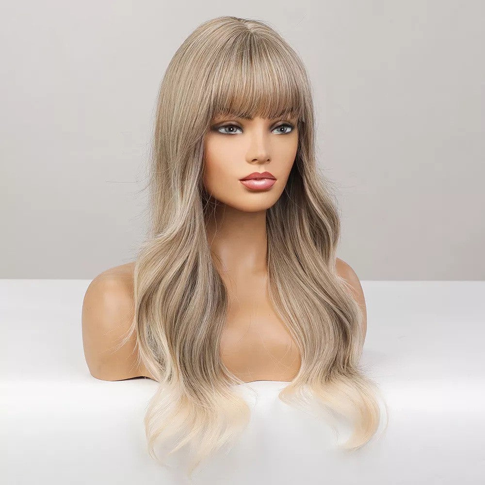 Sandy Ash Blonde Straight Wig With Bangs