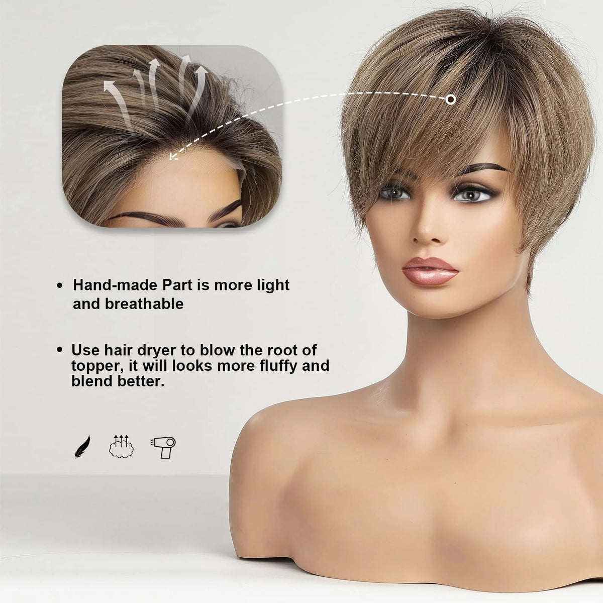 Short Brown Hair Wig Pixie Cut Real Human Hair Wig – Eternal Wigs UK