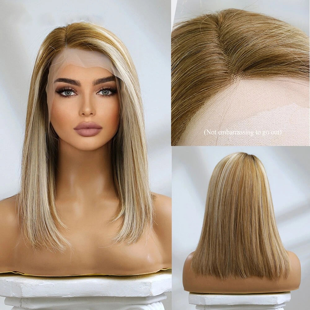 Mandy Real Human Hair Brown Wig With Blonde Highlights – Eternal Wigs UK